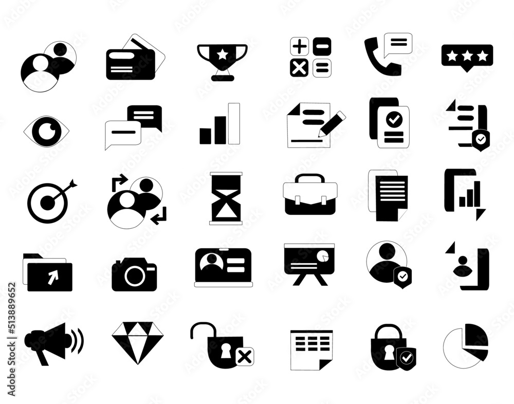 Vector icons and symbols for business communication and web trade ...