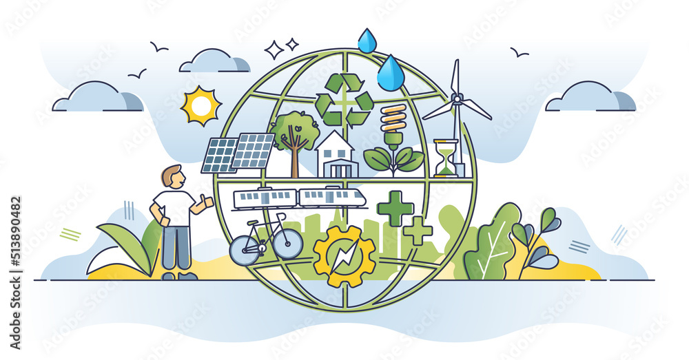 Sustainable communities and green environment awareness outline concept ...