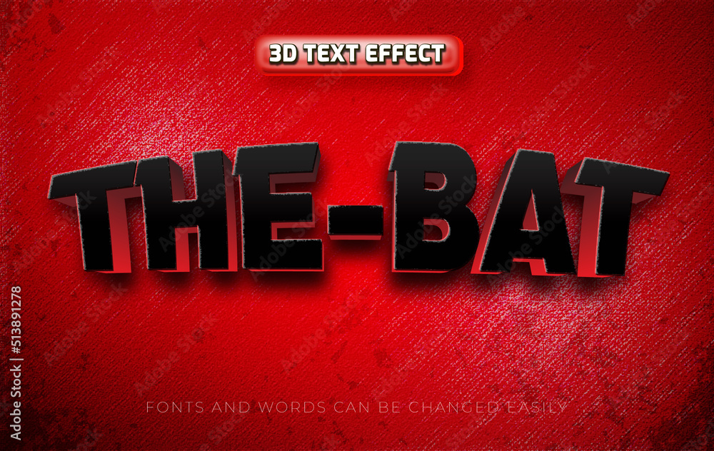 The bat 3d editable superhero text effect style Stock Vector | Adobe Stock