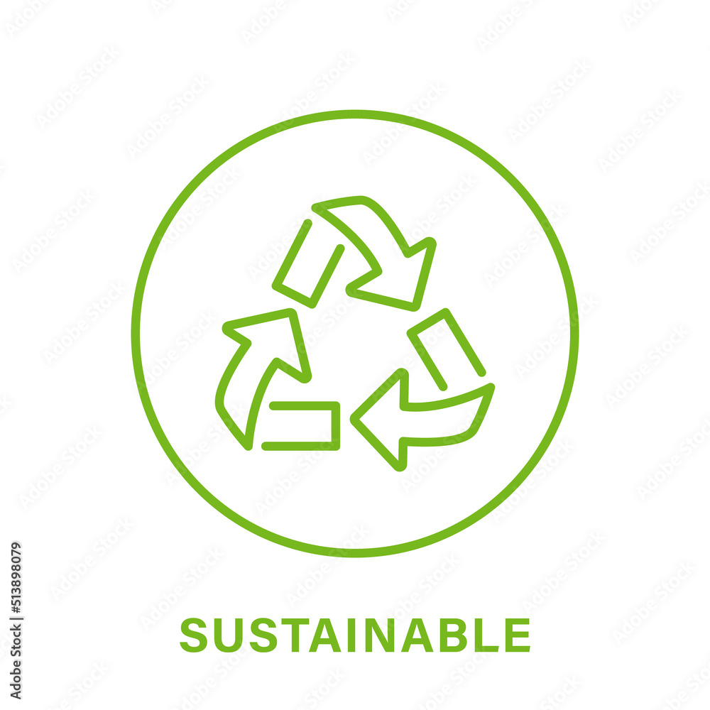 Sustainable Line Green Icon. Sustainability Nature Outline Pictogram ...