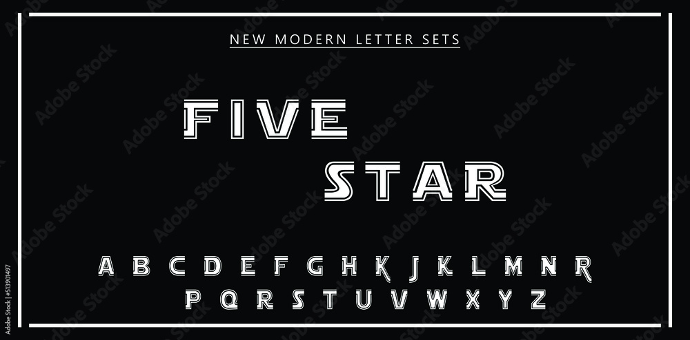 FIVE STAR Elegant alphabet letters font and number. Classic Lettering ...