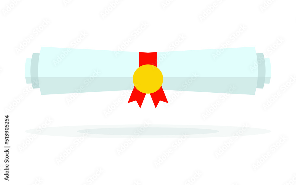 Diploma on white background. Vector illustration. Education and ...