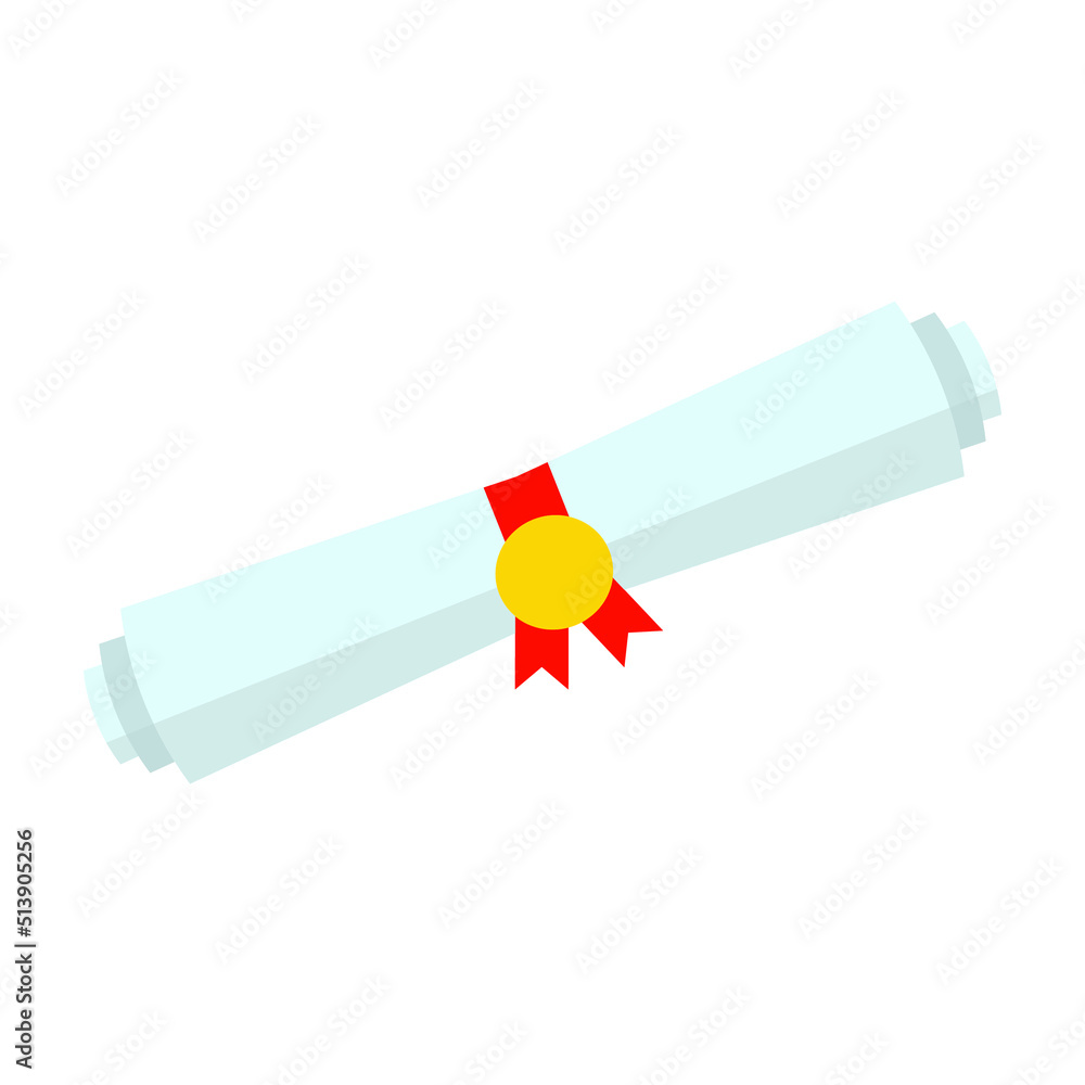 Diploma on white background. Vector illustration. Education and ...