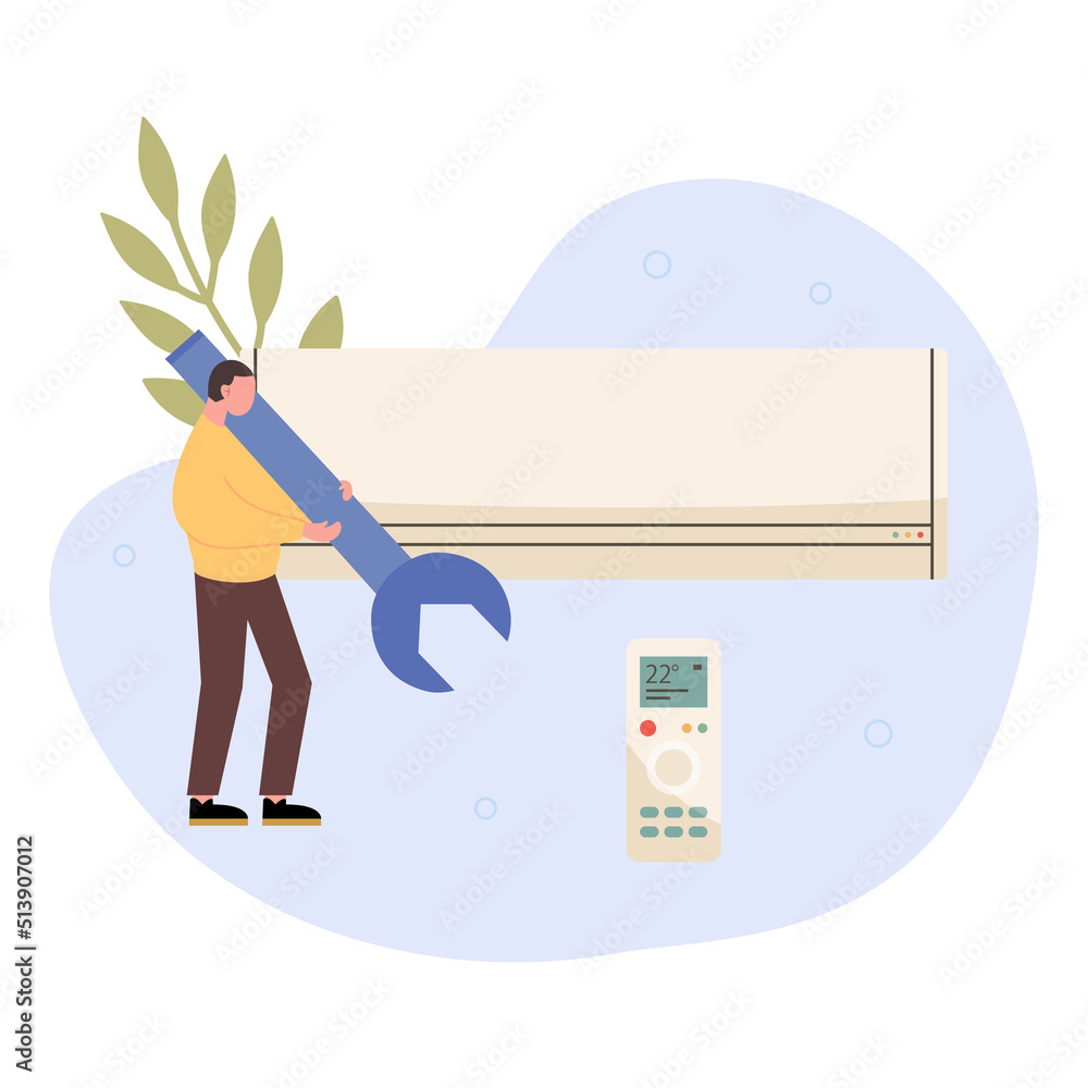 Air conditioning repair and instalation service concept. Repairman ...
