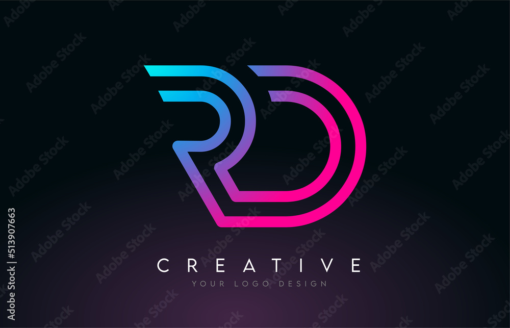 Monogram Lines RD R D Letter Logo Design. Creative Icon Modern Letters ...