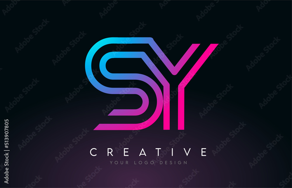 Monogram Lines SY S Y Letter Logo Design. Creative Icon Modern Letters ...