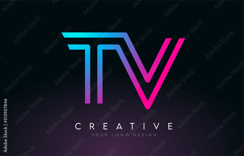 Monogram Lines TV T V Letter Logo Design. Creative Icon Modern Letters ...