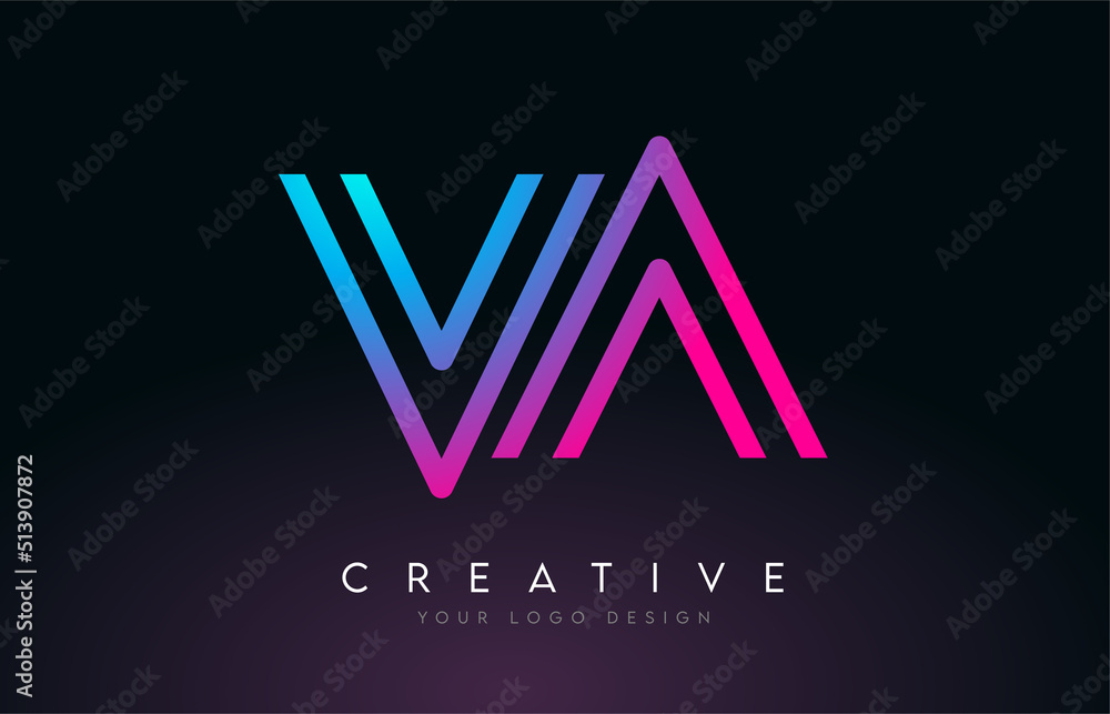 Monogram Lines VA V A Letter Logo Design. Creative Icon Modern Letters ...