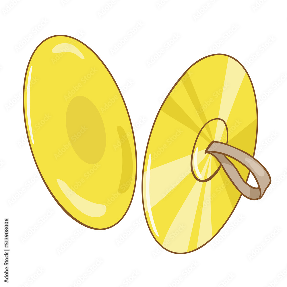 Musical instrument - cymbals. In cartoon style. Isolated on white ...