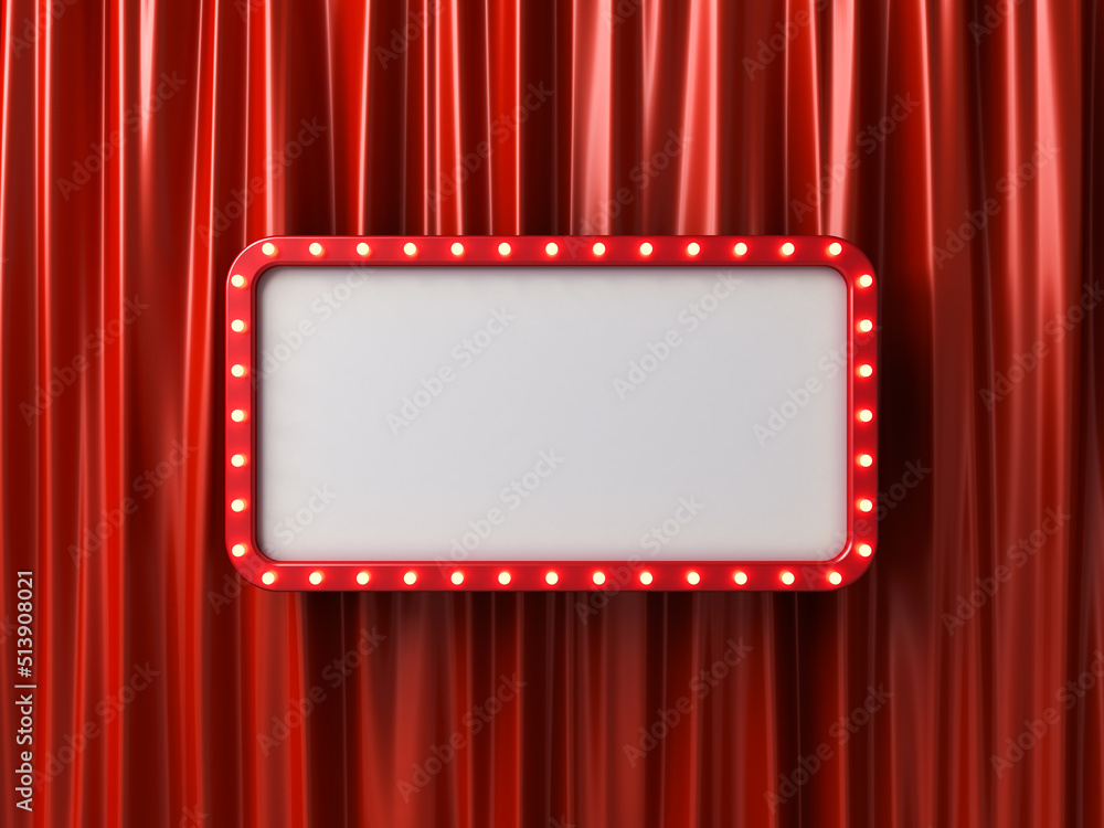 Retro billboard sign or blank shining signboard with glowing yellow ...