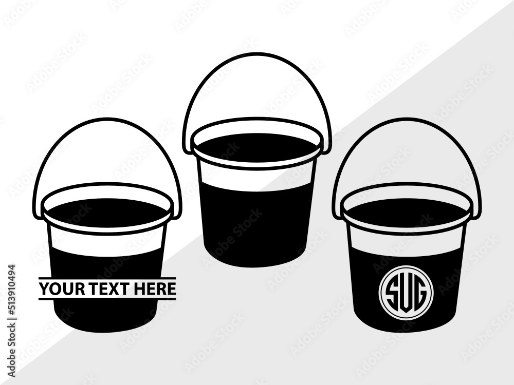 Bucket Monogram SVG | Bucket Outline | Cleaning Svg | Bucket vector ...