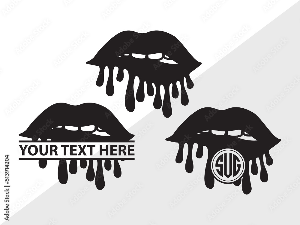 Dripping Lips Monogram Svg Women Lips Svg Sexy Lips Svg Kiss Lips