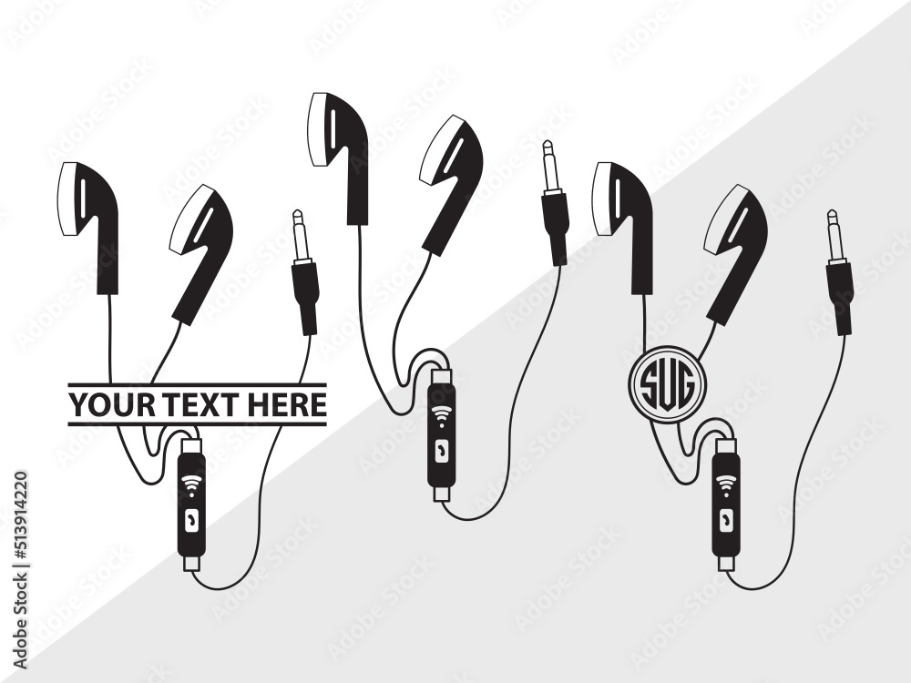 Earphones monogram SVG | Headphone Svg | Music Svg | Headset Svg ...