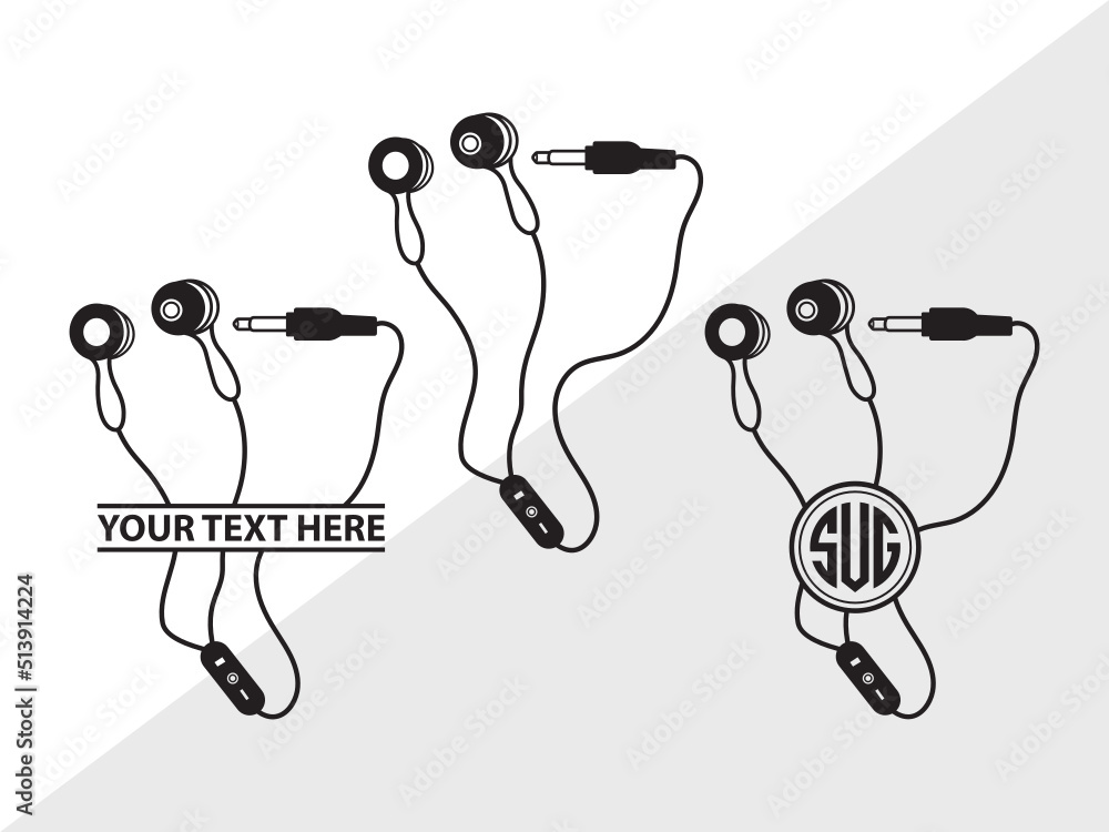 Earphones monogram SVG | Headphone Svg | Music Svg | Headset Svg ...