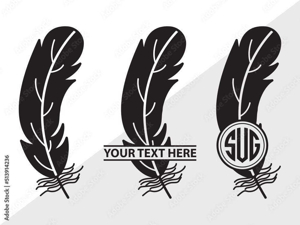Feather Monogram SVG | Boho Feathers Svg | Feathers Svg | Tribal Boho ...