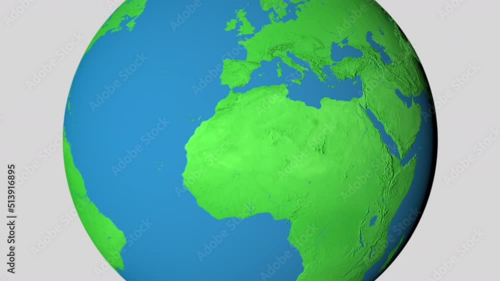 Seamless looping animation of the earth zooming in to the 3d map of ...