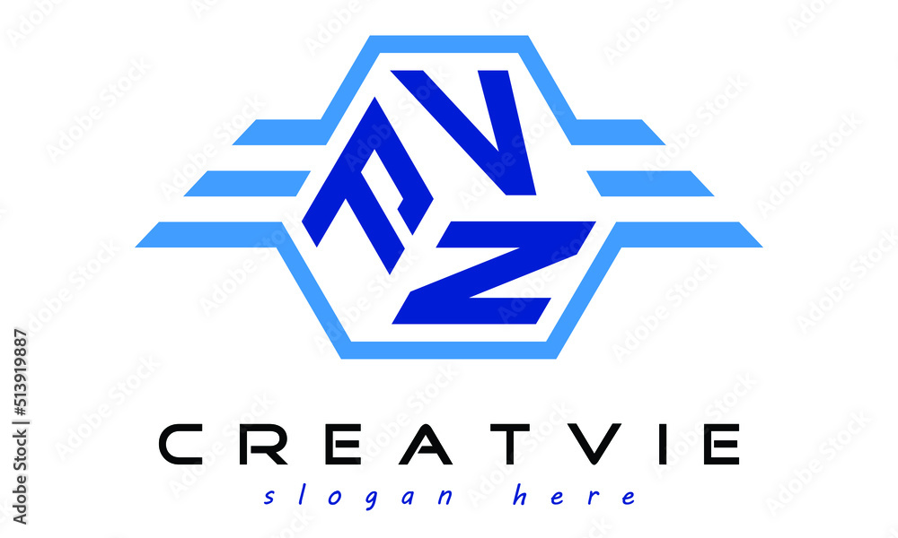 FVN three letter geometrical wings logo design vector template ...