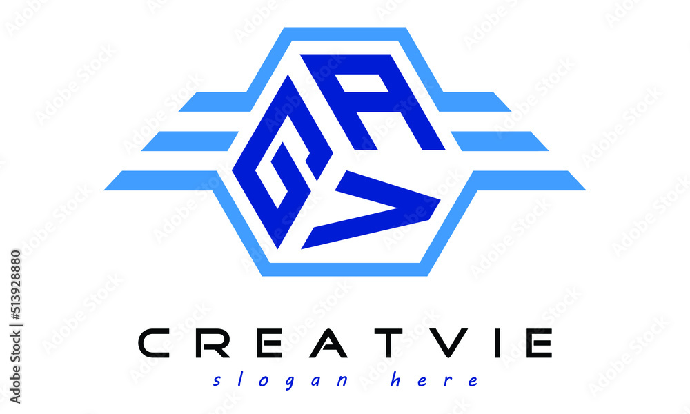 GAV three letter geometrical wings logo design vector template ...