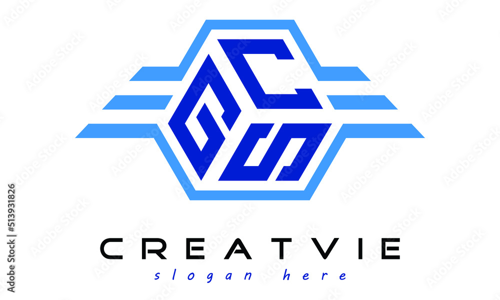 GCS three letter geometrical wings logo design vector template ...