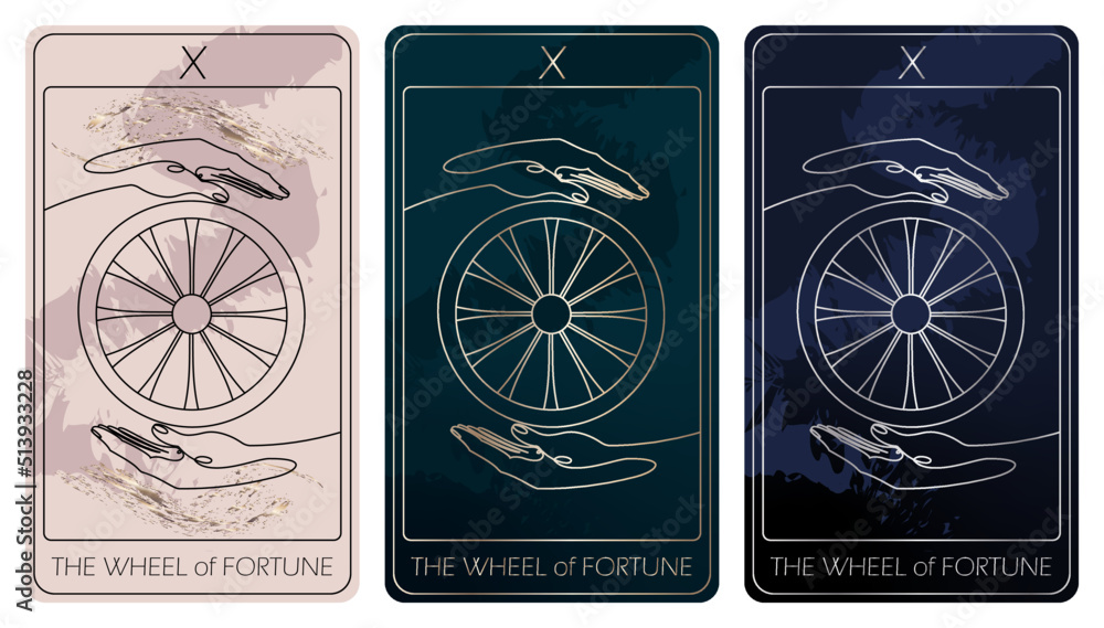 The Wheel of Fortune. A card of Major arcana one line drawing tarot ...