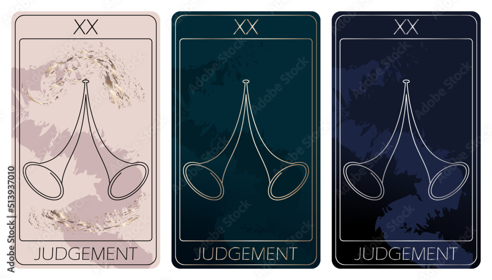 Judgement. A card of Major arcana one line drawing tarot cards. Tarot ...