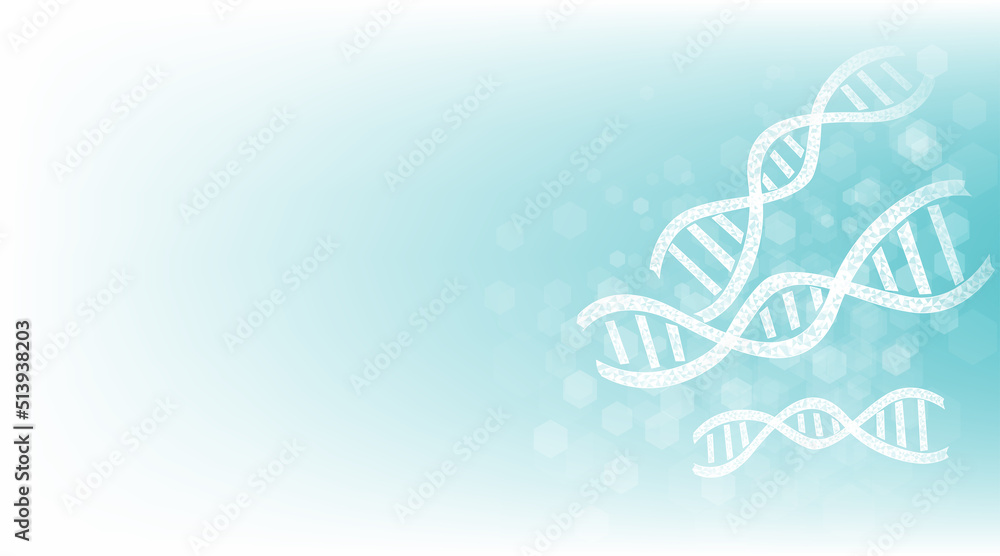 DNA double helix on white and blue background. Graphic of DNA with ...