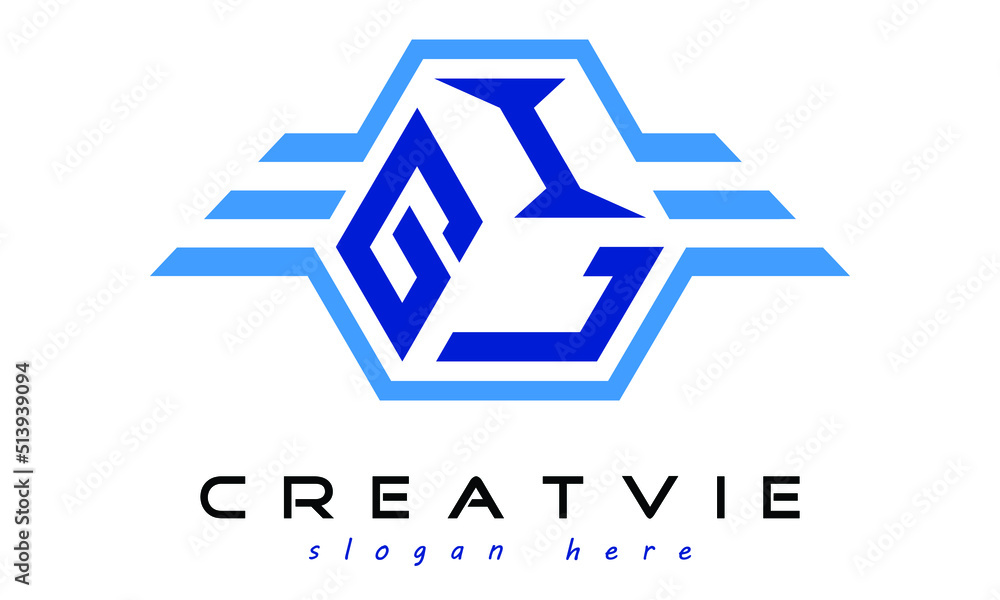 GIL three letter geometrical wings logo design vector template ...