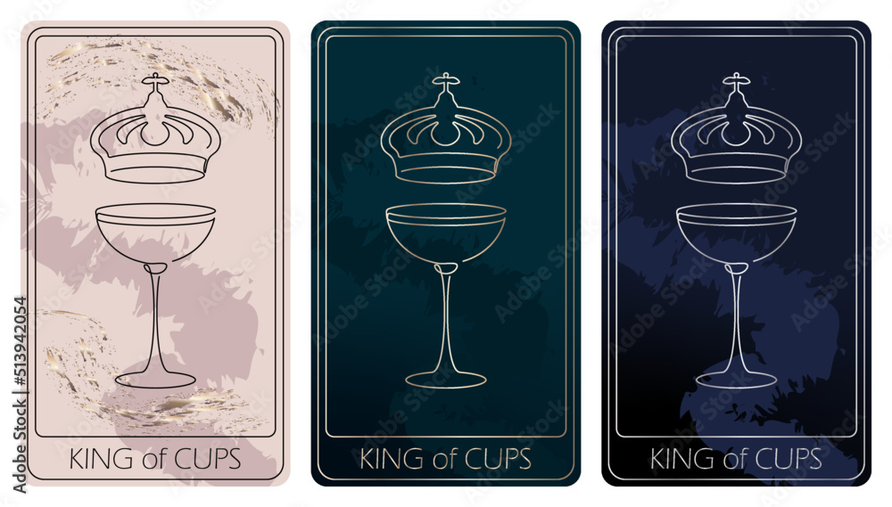 King of Cups. A card of Minor arcana one line drawing tarot cards ...