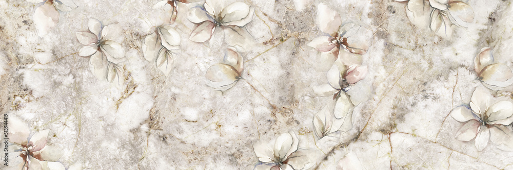 flowers design with marble texture, vintage bacground Stock ...
