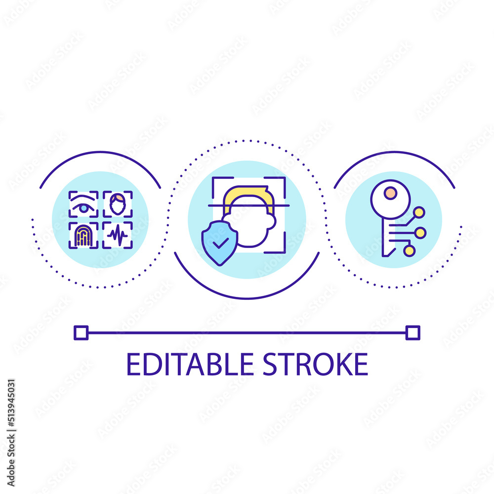 Biometric authentication loop concept icon. Cybersecurity process ...