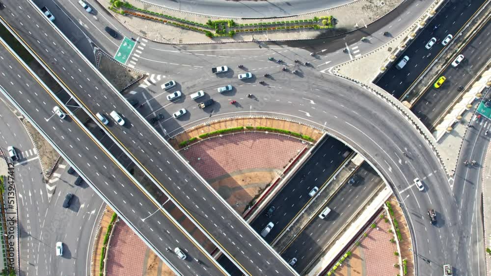 4K : Top view of Tunnel under the interchange roundabout. The ...