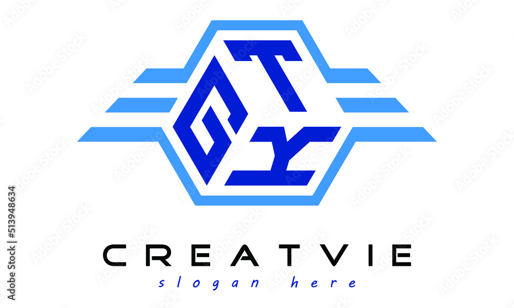 GTK three letter geometrical wings logo design vector template ...
