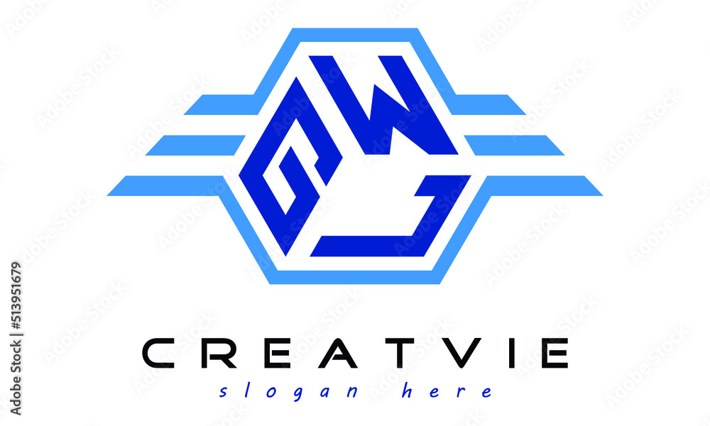 GWL three letter geometrical wings logo design vector template ...