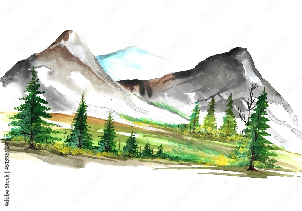 Mountain Range Drawing Colored
