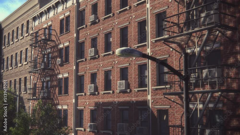 Establishing Shot: 3D VFX Animated Brick Multi-Storey Apartment ...