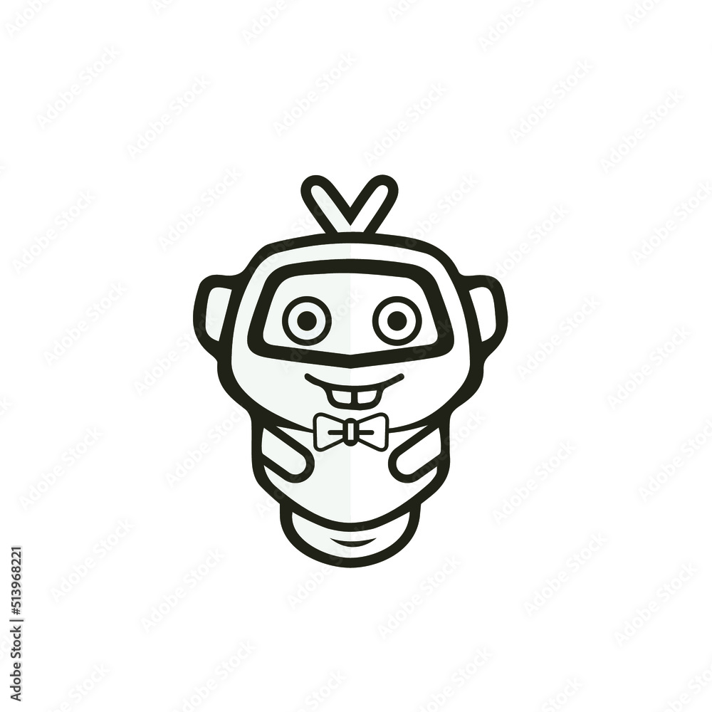 cute happy robot face, simple vector bot Stock Vector | Adobe Stock