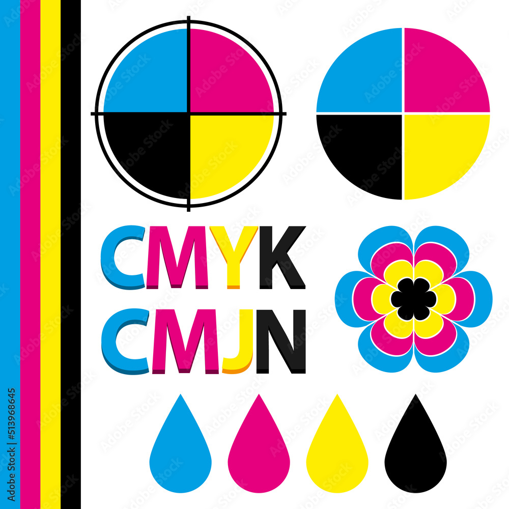 CMJN CMYK design elements. Vector icons set. Stock Vector | Adobe Stock