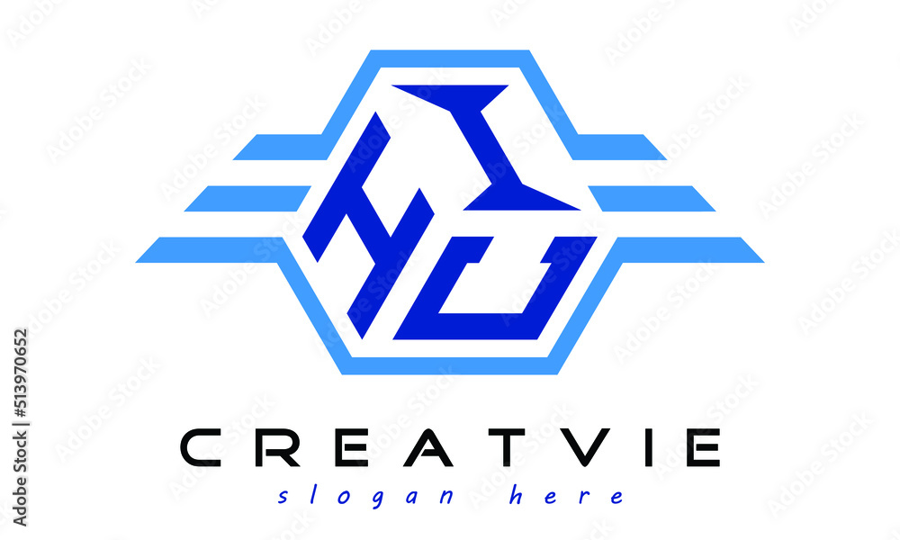 HIC three letter geometrical wings logo design vector template ...