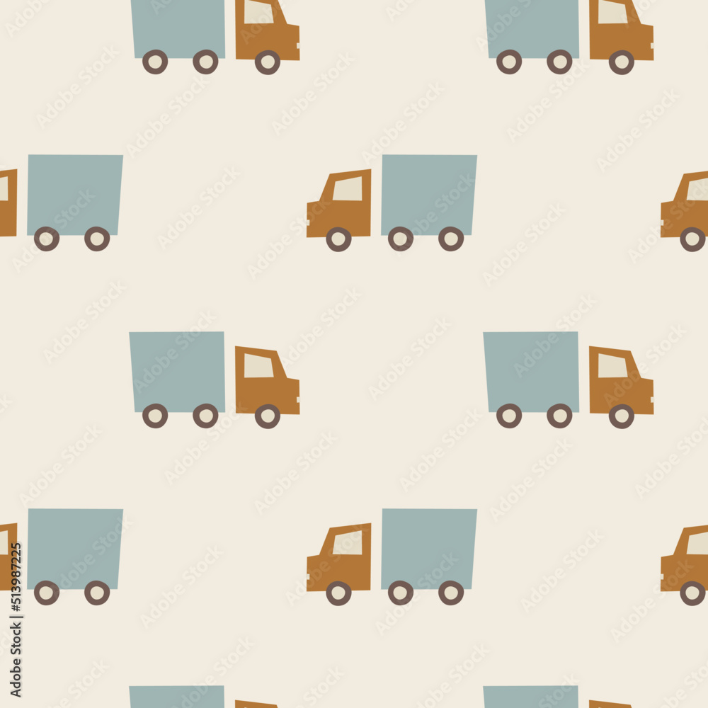 Cute cartoon truck seamless pattern. Bohemian baby print. Kids design ...