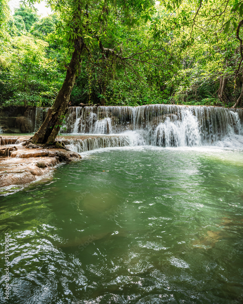 beautiful emerald waterfalls green forest mountains guiding for ...