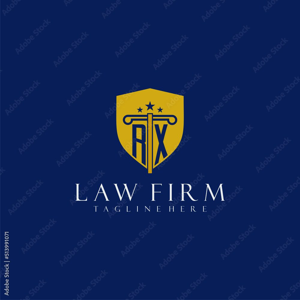 RX initial monogram lawfirm logo with pillar and shield design Stock ...