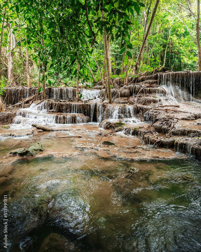 beautiful emerald waterfalls green forest mountains guiding for ...