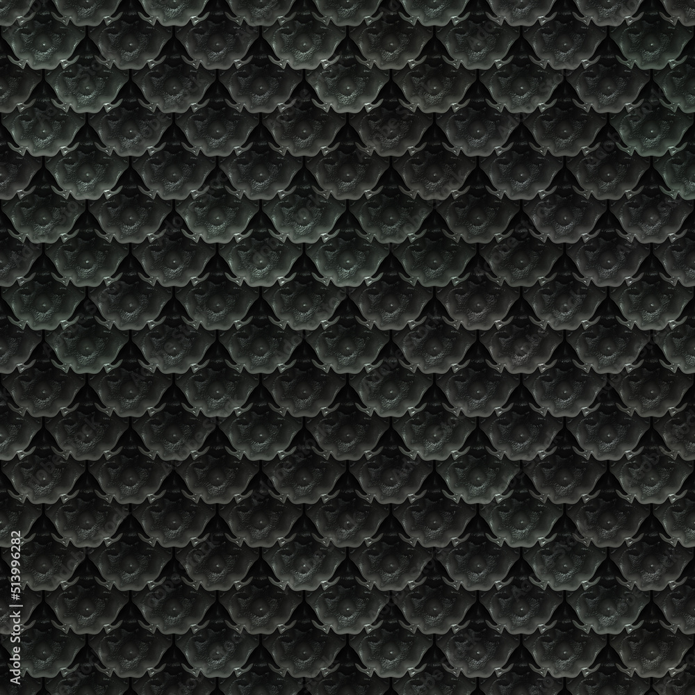 Seamless Fantasy Armour Texture. 3D illustration. Metallic pattern ...