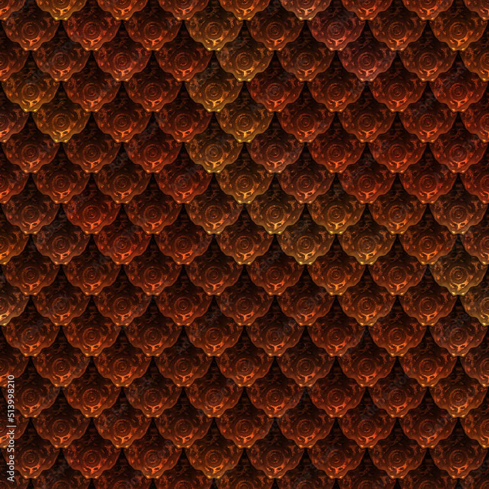 Seamless Fantasy Armour Texture. 3D illustration. Metallic pattern ...