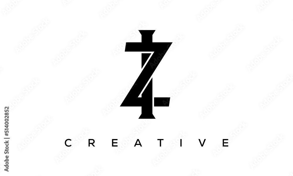 Vetor de Initial letters ZI, IZ monogram logo design with creative ...