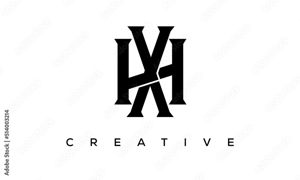 Initial letters HX, XH monogram logo design with creative style ...