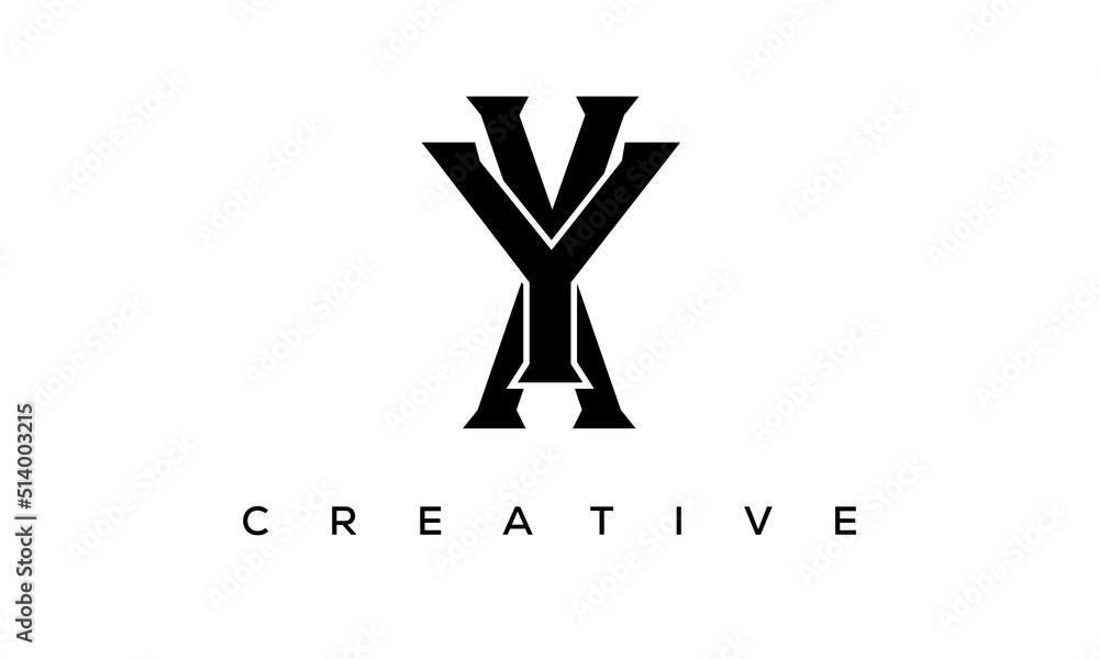 Initial letters YX, XY monogram logo design with creative style ...