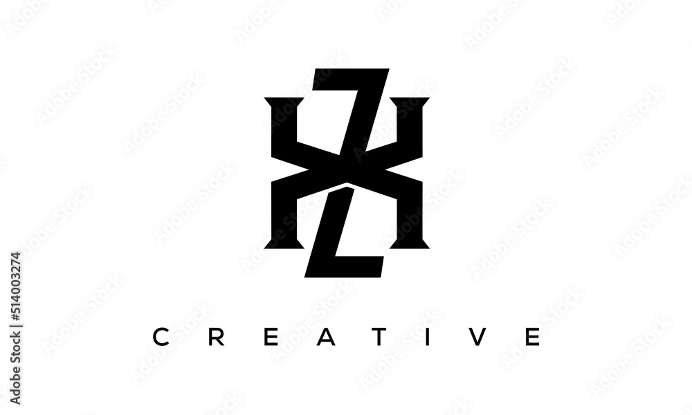 Initial letters XZ, ZX monogram logo design with creative style alphabet symbol. spiral letters ...