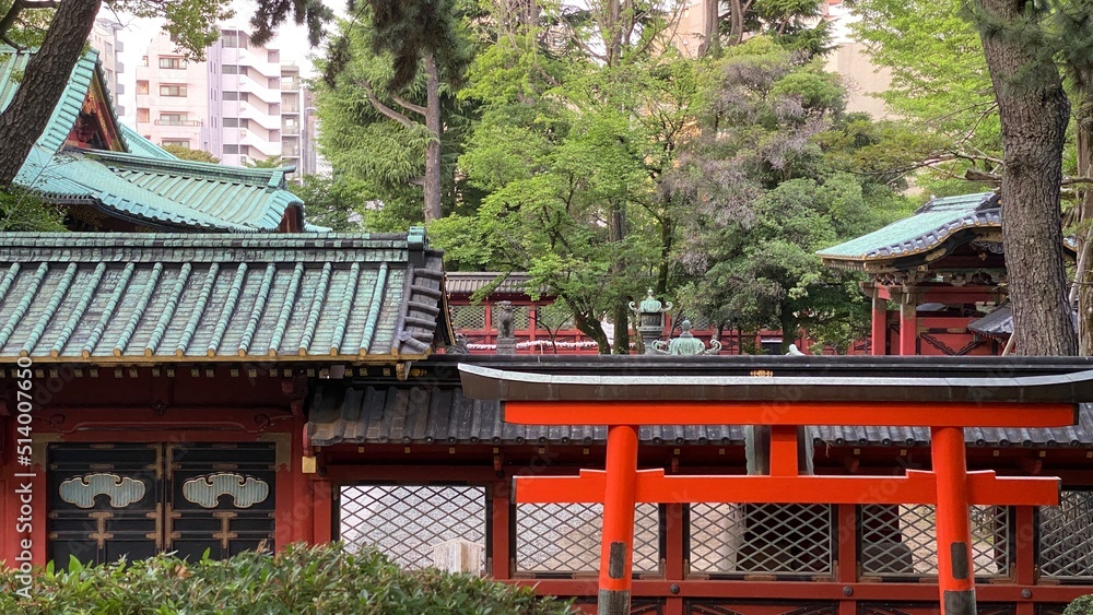 Beautiful pagoda of Japanese Shinto shrine, current architecture built ...