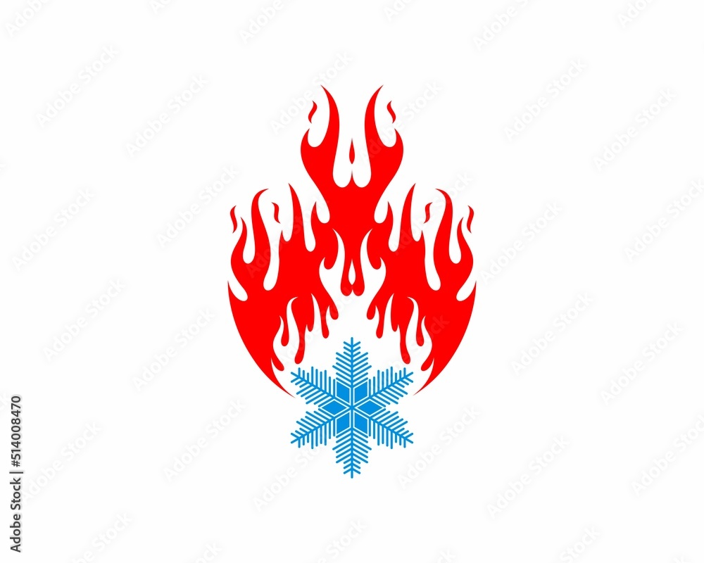 Fire flame and snowflake logo illustration Stock Vector | Adobe Stock